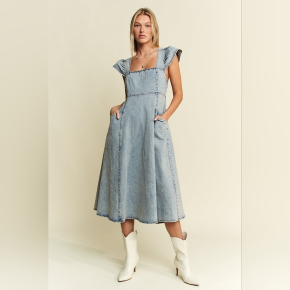 Jade By Jane | Dresses | Jade By Jane Full Size Ruffled Denim Midi ...